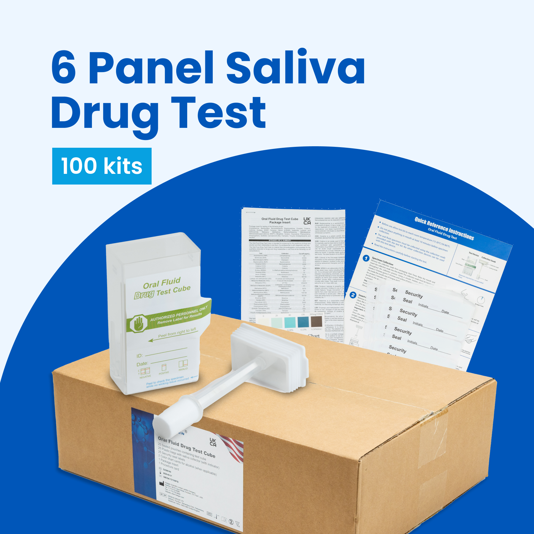 6 Panel Saliva Drug Test Kit (100 Tests) | Drug Testing Kits UK