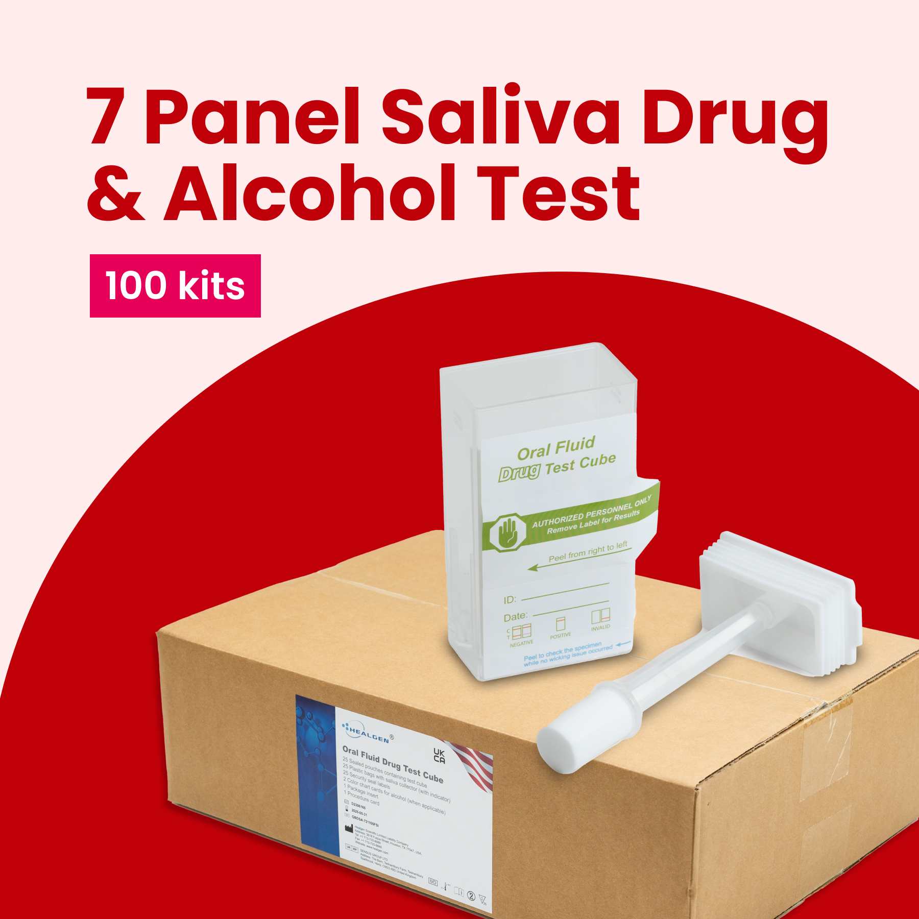 7 Panel Drug + Alcohol Saliva Drug Test (100 Tests) | Drug Testing Kits UK