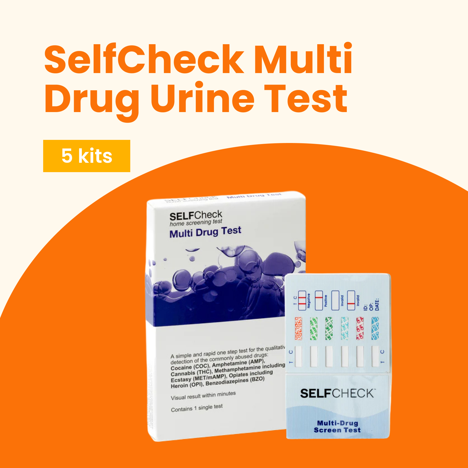SelfCheck Multi Drug Test Urine Drug 5 Tests | Drug Testing Kits UK