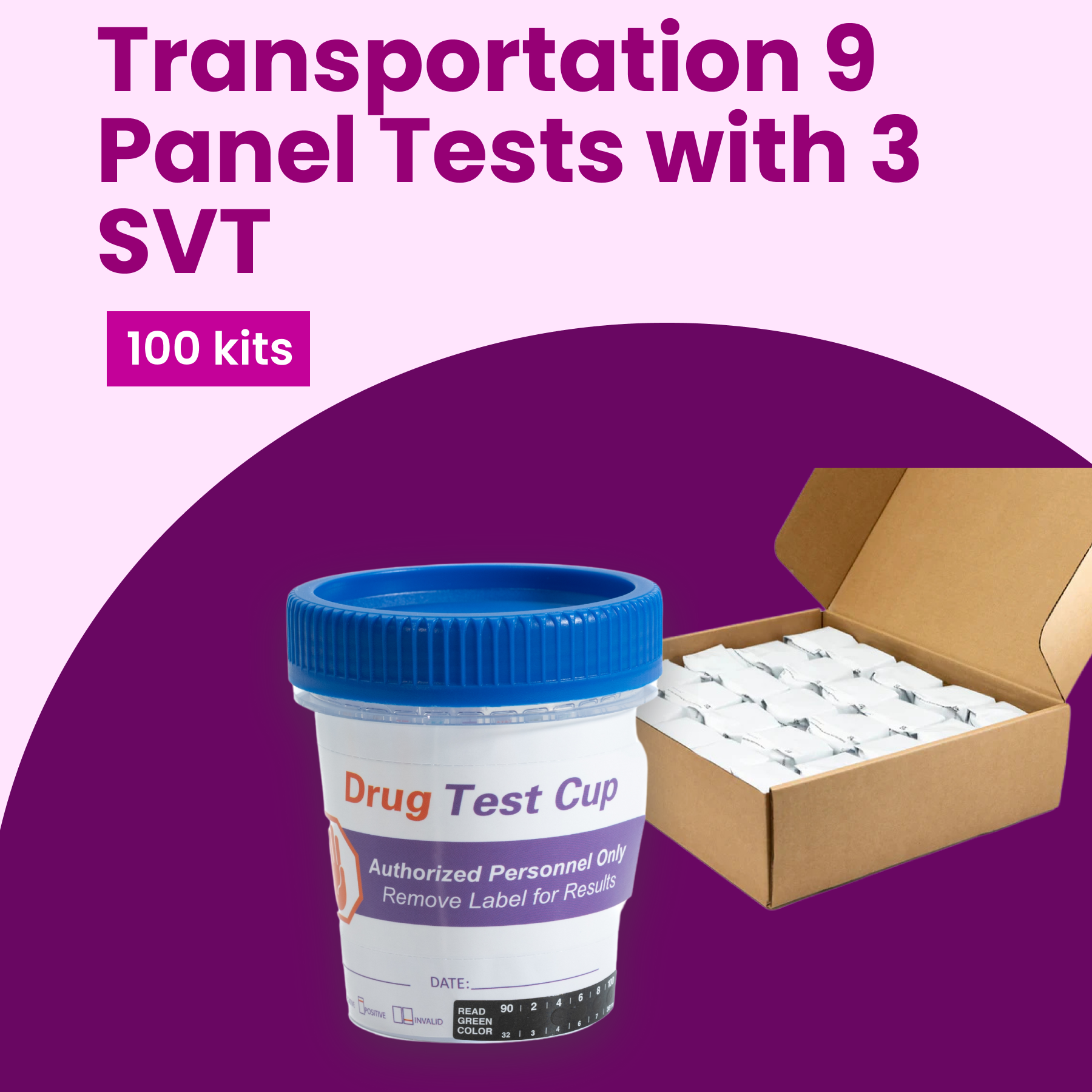 Transportation 9 Panel Urine Drug Tests with 3 SVT (100 Tests) | Drug ...