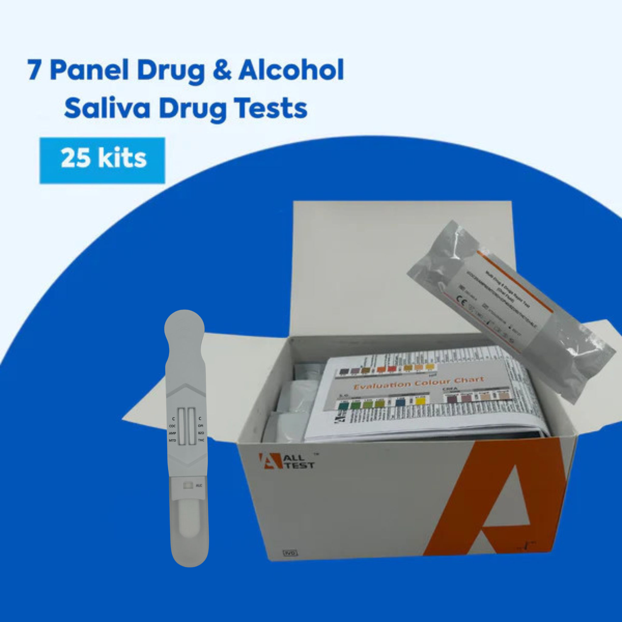 ALLTEST 7 Panel Drug + Alcohol Direct Saliva Drug Test Kits (Box of 25 ...