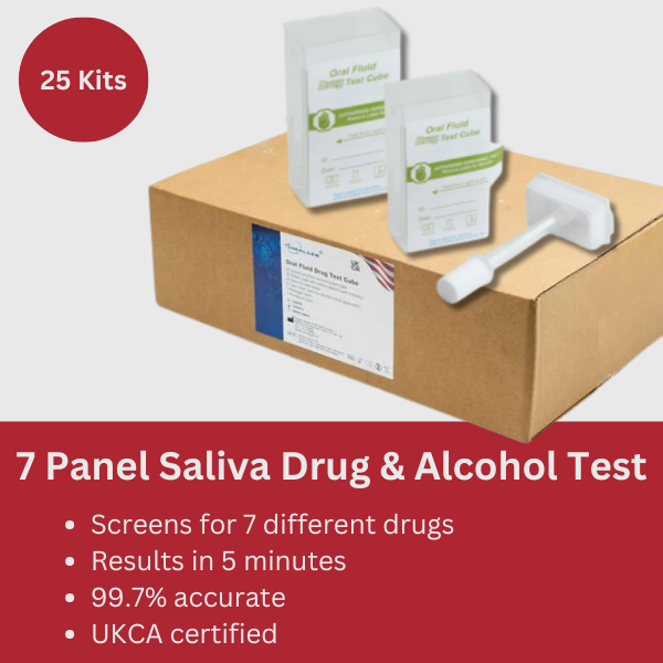 7 Panel Drug + Alcohol Saliva Drug Test (25 Tests) | Drug Testing Kits UK